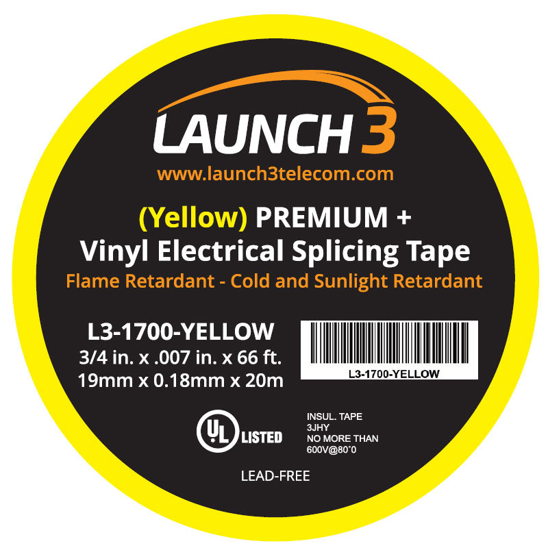 Vinyl 1700 Series Yellow Electrical Tape | Launch 3 Telecom