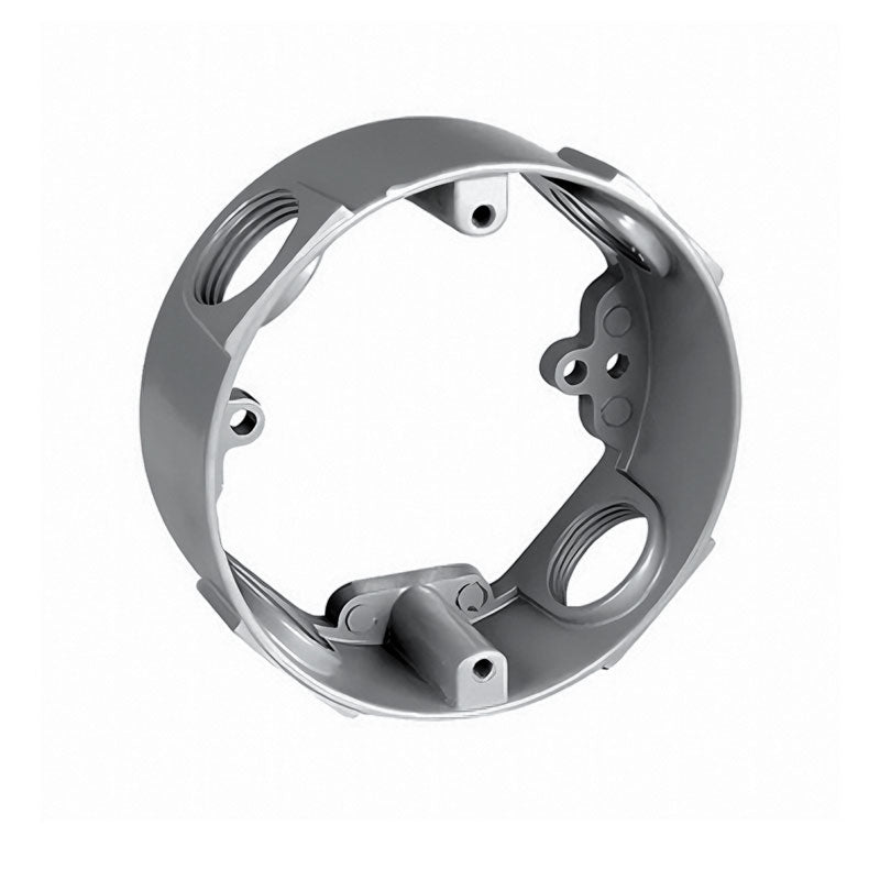 4" Round Box & Extension Ring, (4) 1/2" Holes, Aluminum, Gray | Launch ...