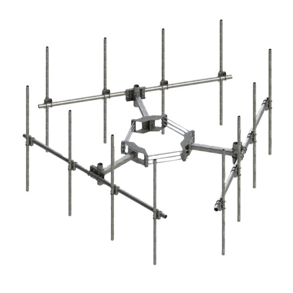 T-Arm Antenna Frame with (3) 36" Arms, (9) 96" Mast Pipes and 10" - 40 ...