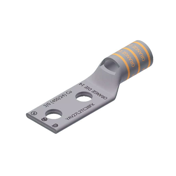 Burndy: 3/0 Flex Lug, 3/0 AWG, Cu, 2 Hole, 3/8" Stud, 1" Spacing ...