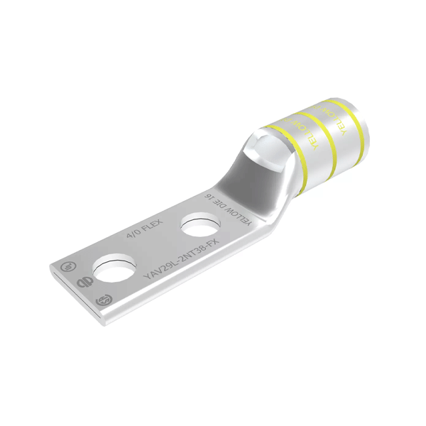 Burndy: 4/0 Flex Lug, 2 Hole, 3/8" Stud, 1" Spacing, Window, Narrow ...