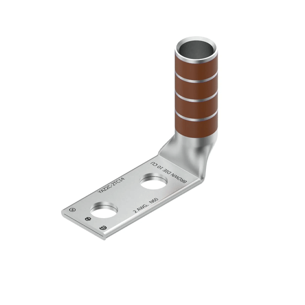 Burndy: #2 Lug, 90 Degree, 2 Hole, 1/4" Stud, 5/8" Spacing, Window ...