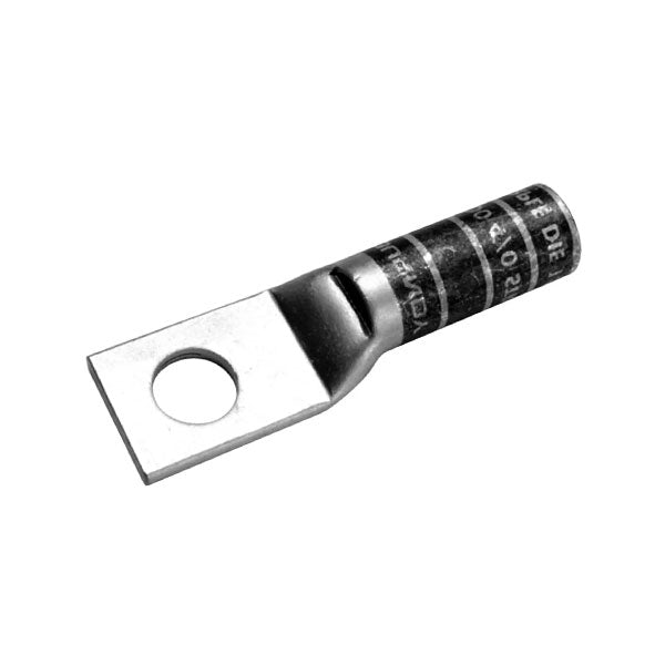 Burndy: 2/0 Flex Lug, 2 AWG, 1 Hole, 1/4" Stud, Long Barrel, Window ...
