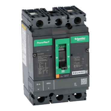 Square D: Circuit breaker, PowerPacT H, 20A, 2 pole, 600VAC, 25kA, lugs ...