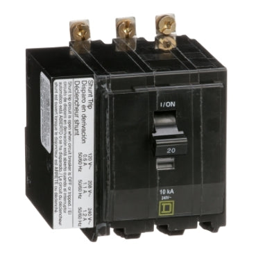Square D: Mini circuit breaker, QO, 20A, 3 pole, 120/240VAC, 10kA, bol